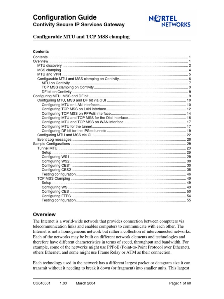 Contivity MTU and TCP MSS Clamping | PDF | Transmission Control ...