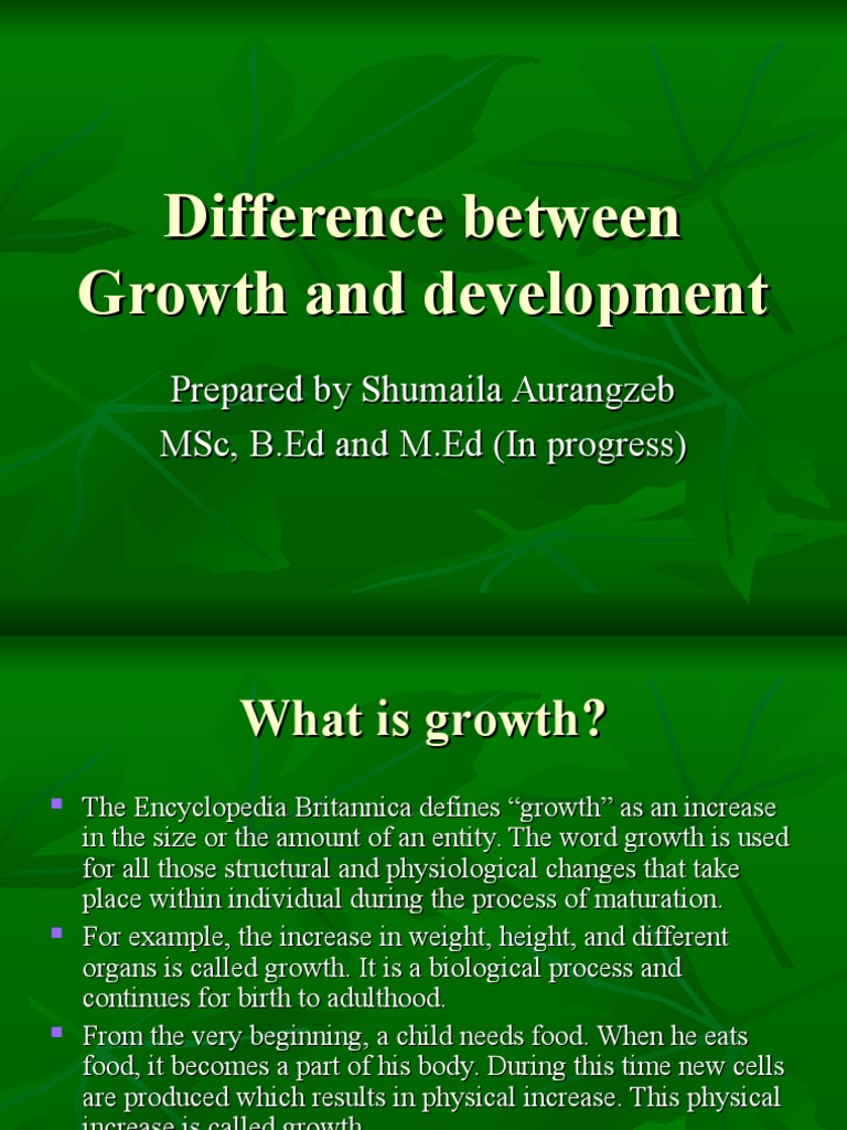 Growth vs. Development Explained | PDF | Cognitive Development | Perception