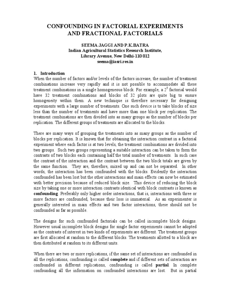 6 Confounding | PDF | Confounding | Experiment