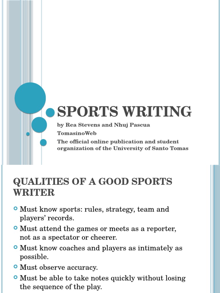 TomasinoWeb Sports Writing Lecture | PDF | Sports | Leisure