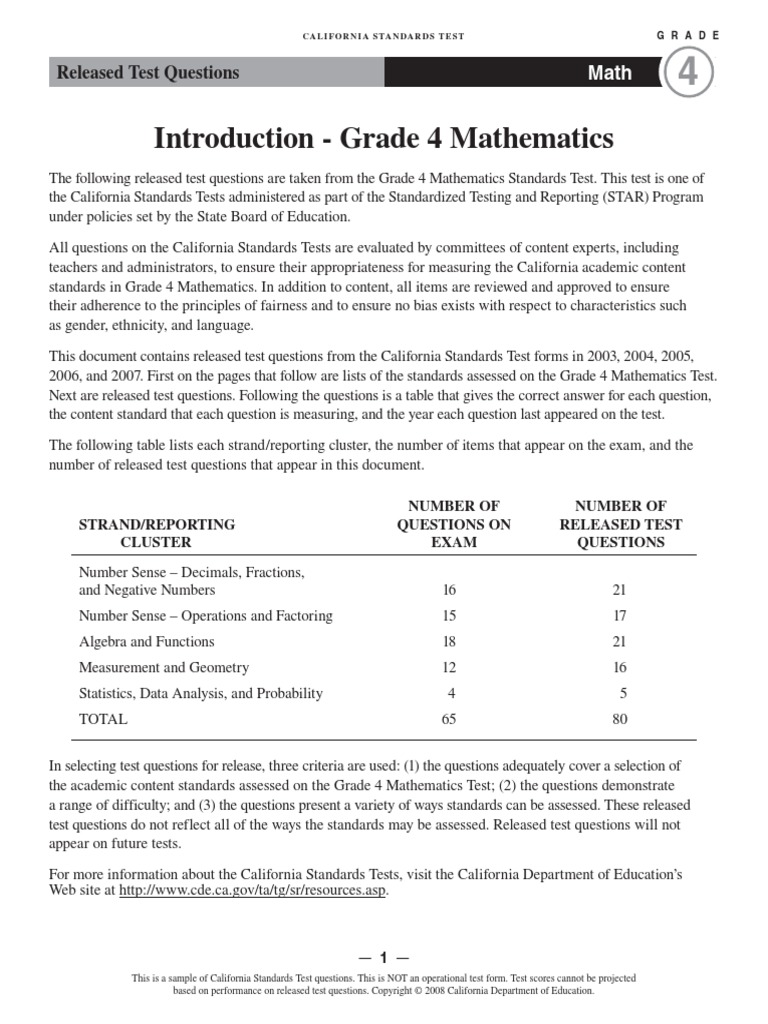 Grade 4 Mathematics Exam | PDF | Decimal | Fraction (Mathematics)