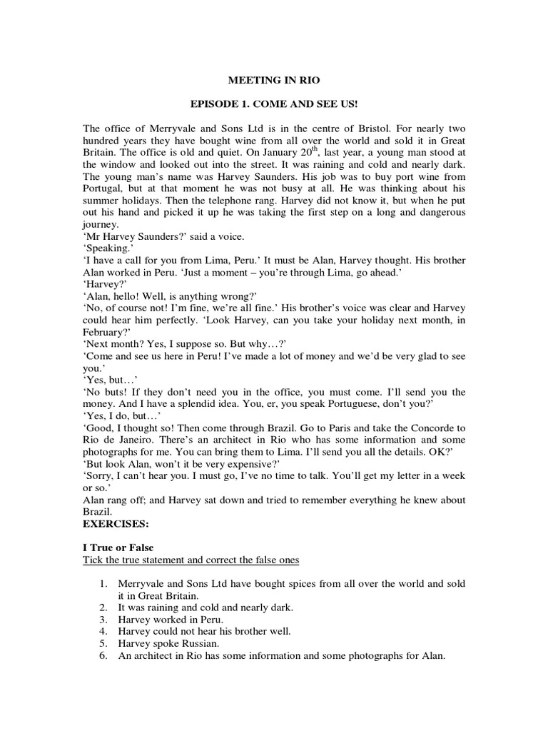 MEETING in RIO - Reading Comprehension | PDF | Amazon River | Nature