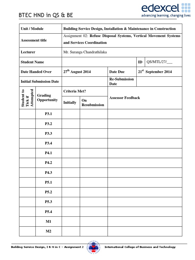QS 27 - Building Services Assignment 2 | PDF | Safety | Occupational ...