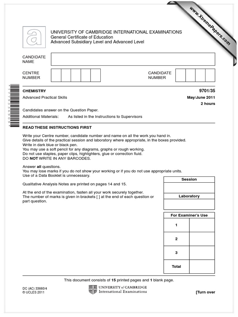 9701 s11 QP 35 PDF | PDF | Precipitation (Chemistry) | Solubility