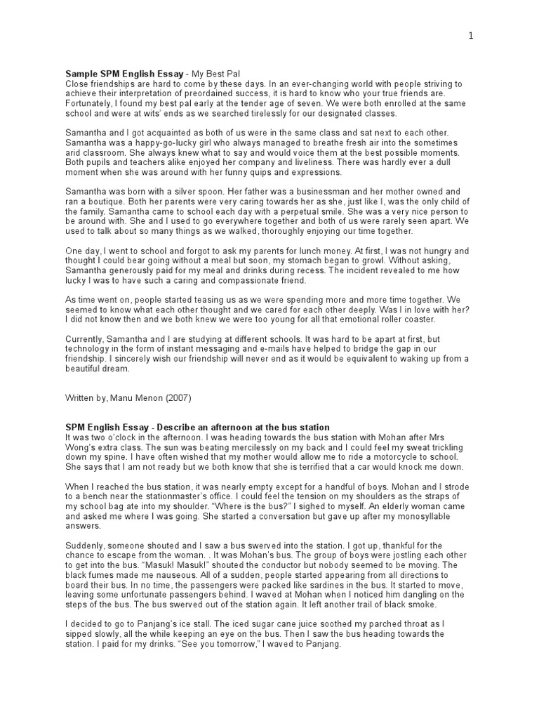 SPM English Essay Samples and Tips | PDF