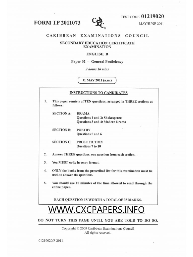 CSEC English B Paper 2 2011 | PDF | Business