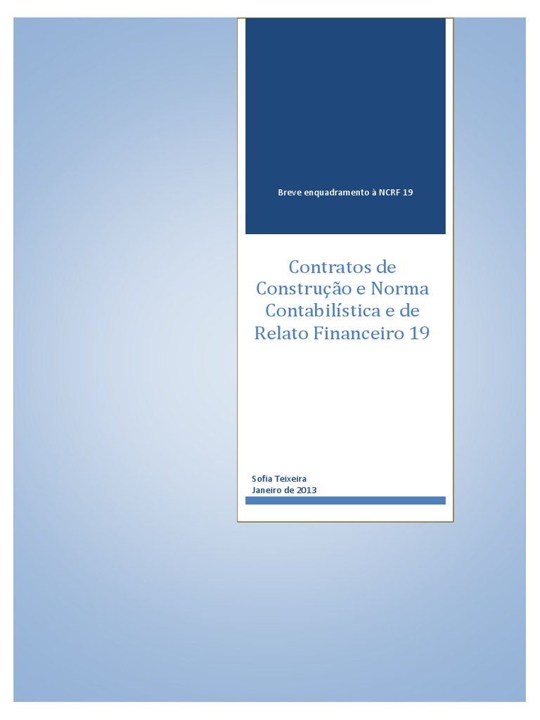 Contratos de Construção e NCRF 19 | PDF | Portugal | Contabilidade