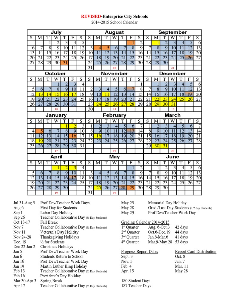 School Calendar 2014-15 Approved | PDF