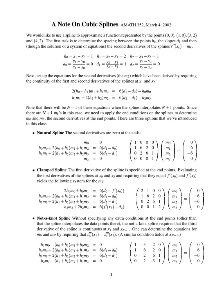Spline Note | PDF | Mathematical Objects | Analysis