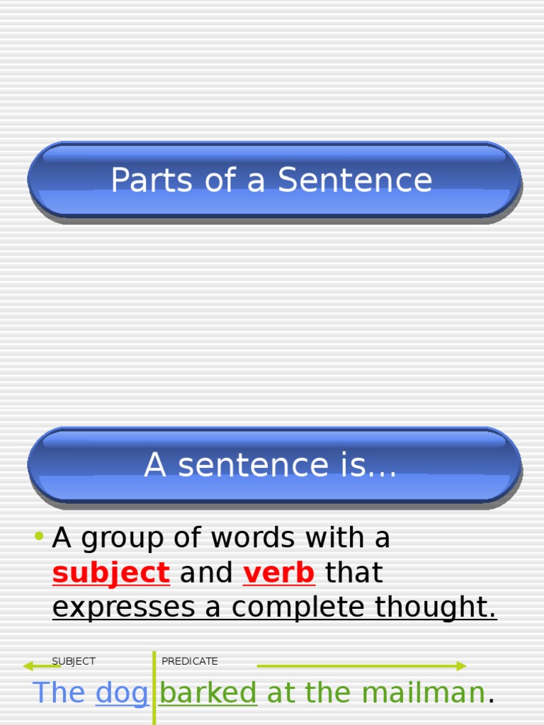 Parts of a Sentence Explained | PDF | Predicate (Grammar) | Verb