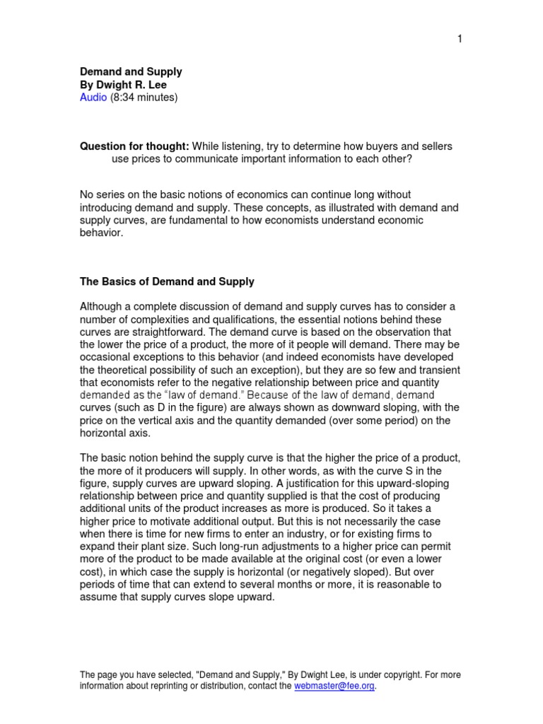 Economics - Demand and Supply Notes | PDF | Supply And Demand | Supply ...