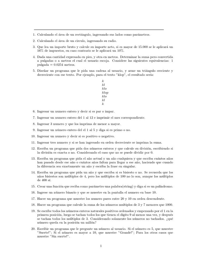 Ejercicios de Python | PDF | Entero | Multiplicación