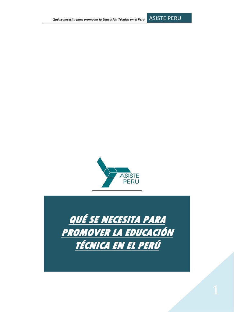 Que Se Necesita para Promover La Educación Técnica en El Perú. Asiste ...