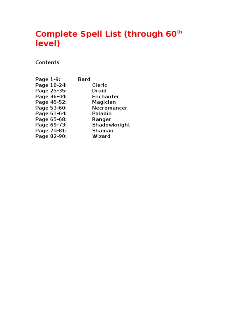 Rolemaster Spells List | PDF | Leisure