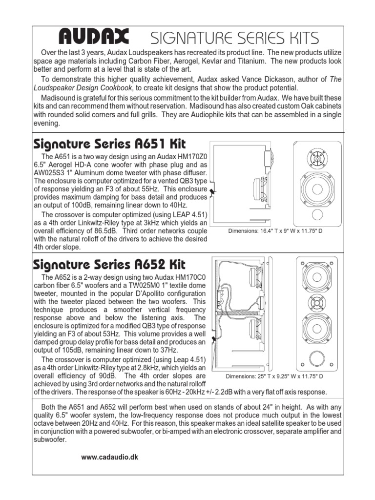 Audax Hifi Loudspeaker Kits | PDF | Loudspeaker | Signal Processing