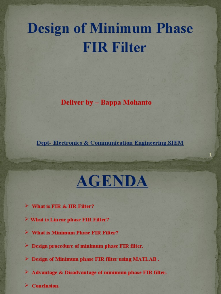 Minimum Phase FIR Filter | PDF | Filtration | Electrical Engineering Minimum Phase FIR Filter | PDF | Filtration | Electrical Engineering