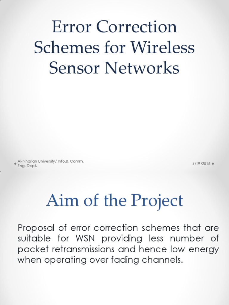 Error Correction Schemes For Wireless Sensor Networks | PDF | Forward ...