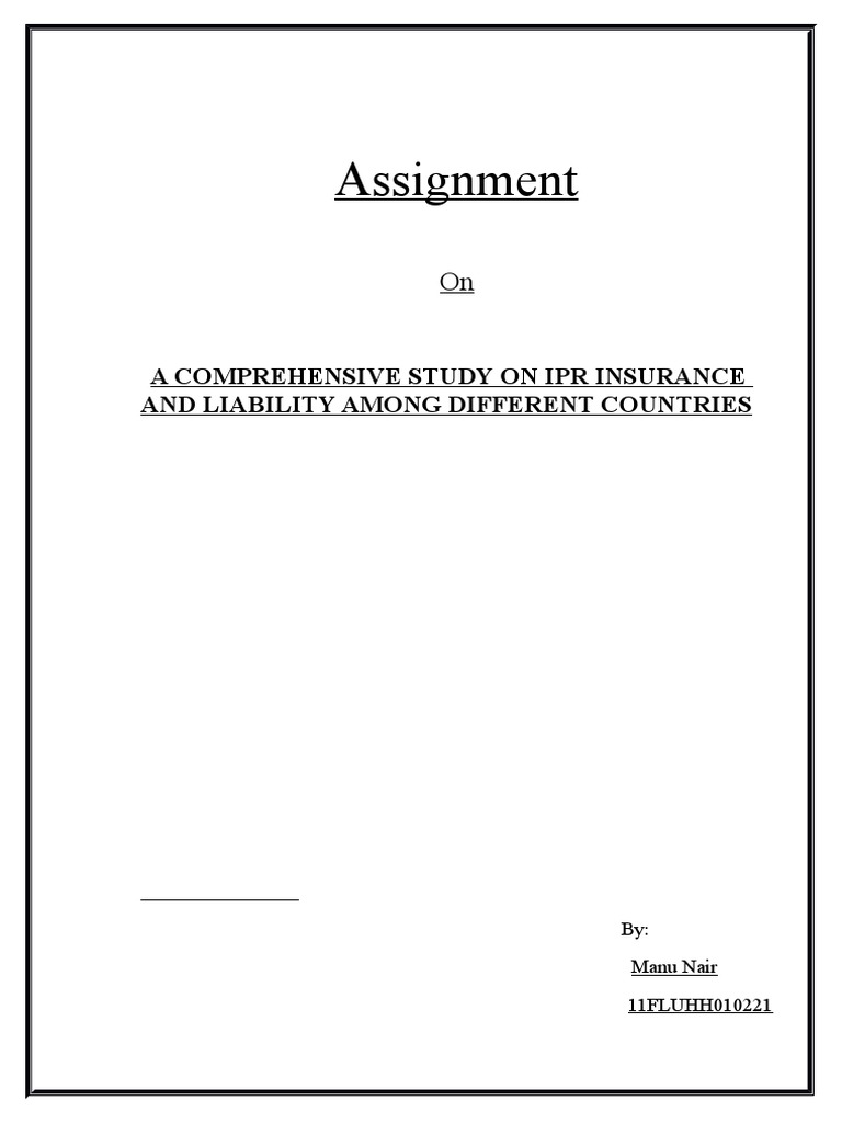 A Comprehensive Study On IPR Insurance Among Different Countries | PDF ...
