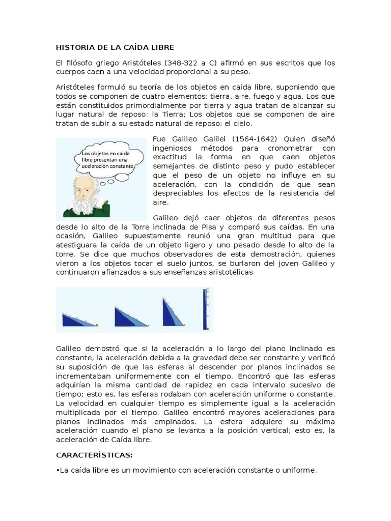 Historia de La Caída Libre | PDF | Aceleración | Movimiento (física)