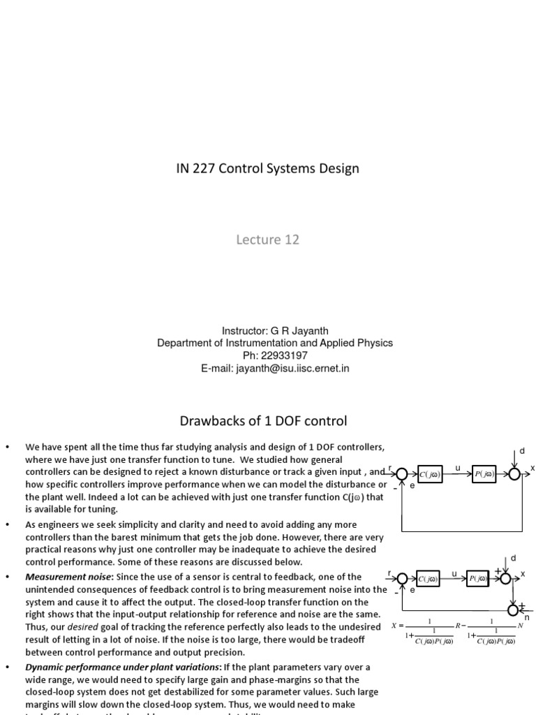 IN 227 Control Systems Design | PDF | Control Theory | Emergence