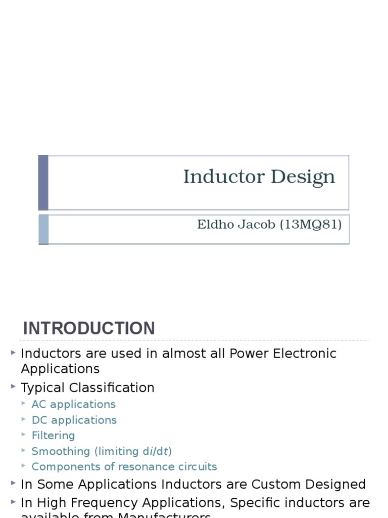 Inductor Design: Eldho Jacob (13MQ81) | PDF | Inductor | Inductance