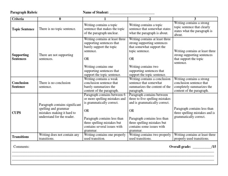 Paragraph Rubric | PDF | Language Arts & Discipline