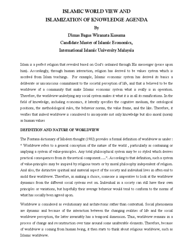 Islamic World View and Islamization of Knowledge-Libre | PDF | World ...
