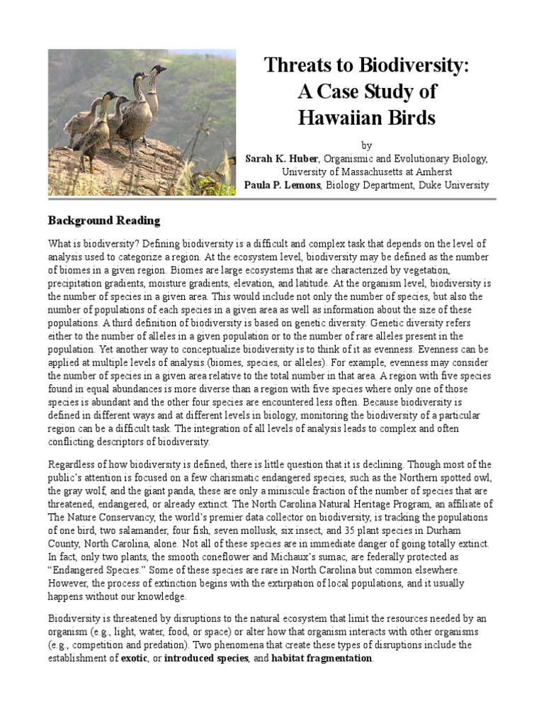 Biodiversity Threats: Hawaiian Birds Case Study | PDF | Biodiversity ...