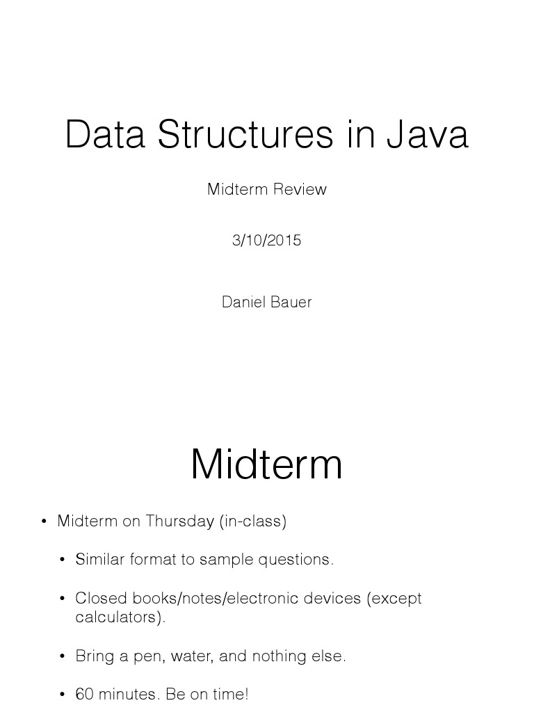 Coms w3134 Midterm Review | PDF | Algorithms And Data Structures | Computing