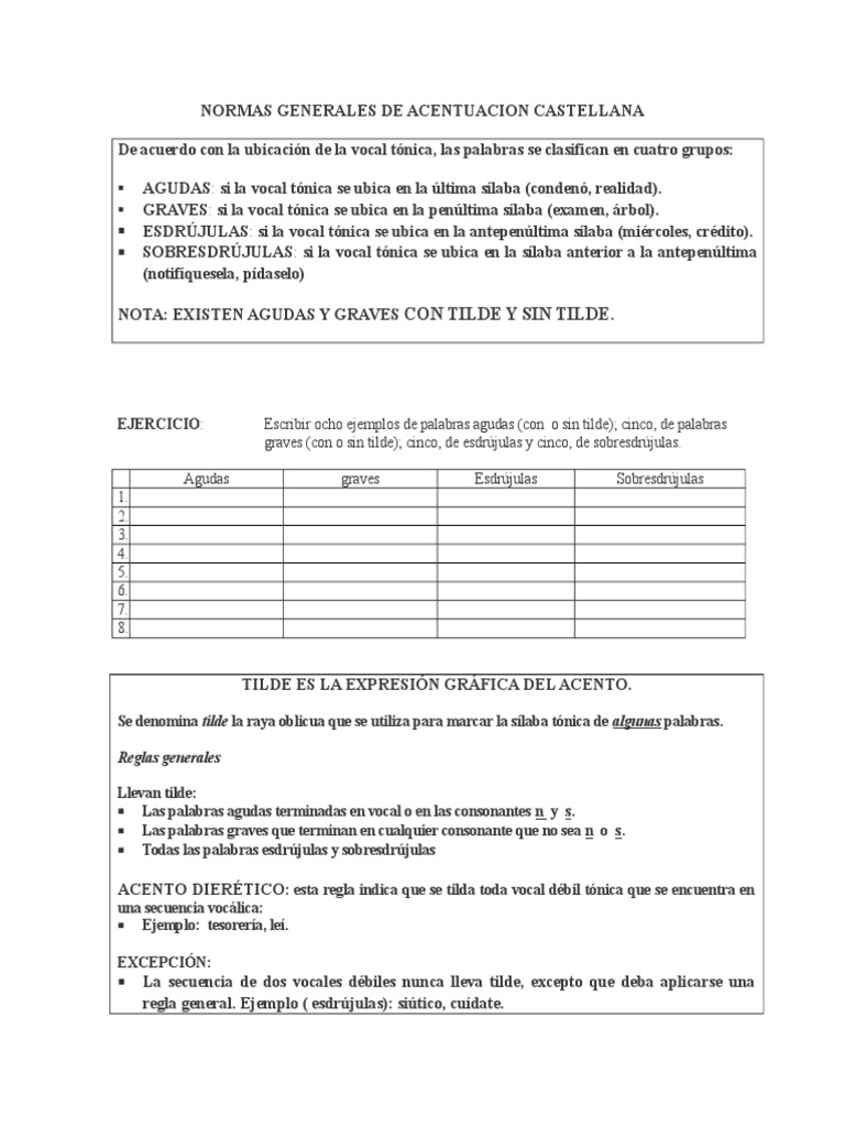 Normas Generales de Acentuacion Castellana | PDF | Adverbio | Palabra