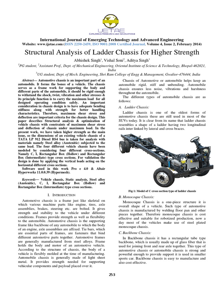 Structural Analysis and Optimization of Vehicle Ladder Chassis with ...