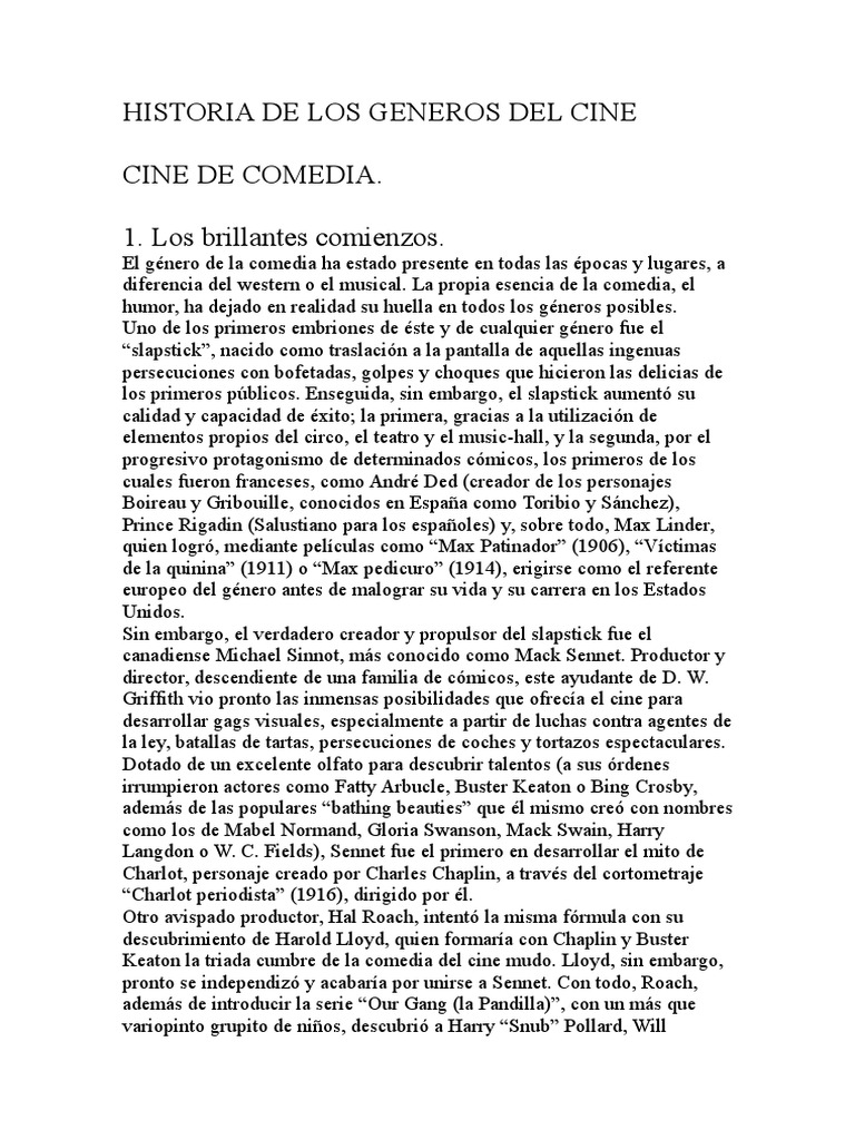 Historia de Los Generos Del Cine | PDF | Charlie Chaplin | Teatro musical