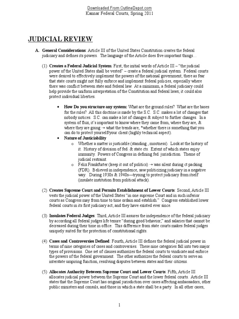 Federal Courts Outline | PDF | Mootness | Standing (Law)