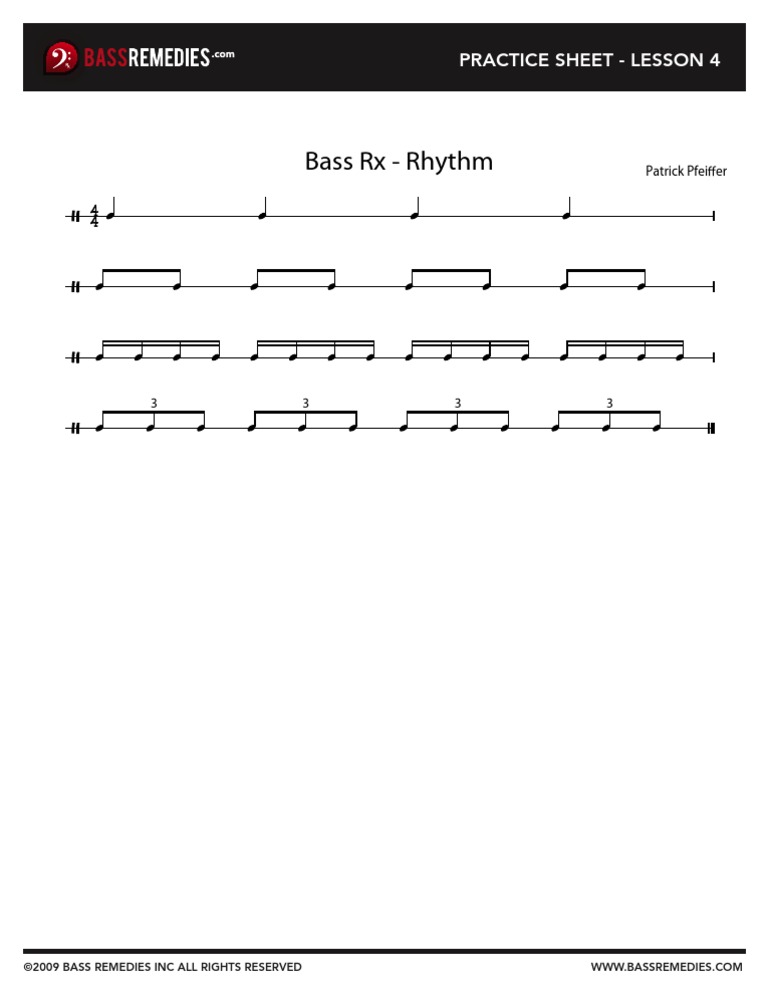 Bass Rhythm Patterns Practice Sheet | PDF