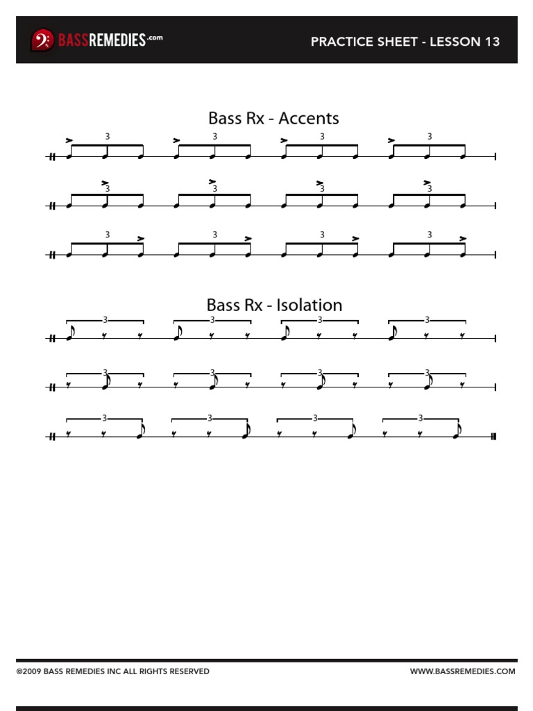 Bass RX - Accents: Practice Sheet - Lesson 13 | PDF