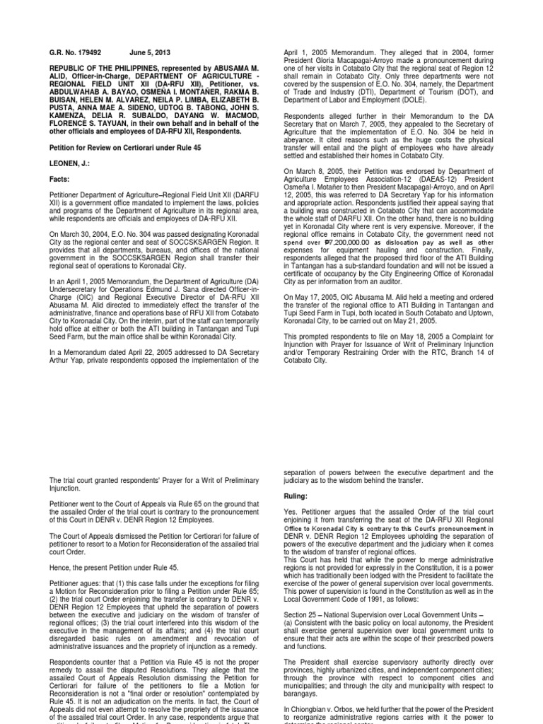 Republic v. Bayao Et. Al. | PDF | Injunction | Certiorari