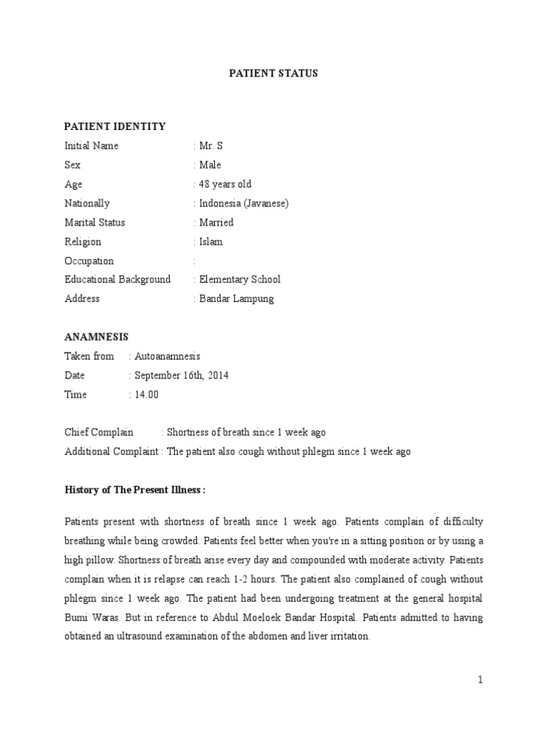 Patient Status | PDF | Clinical Medicine | Medical Specialties