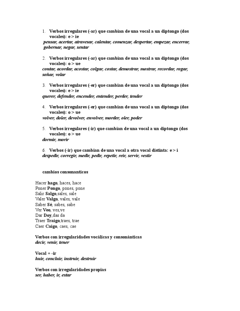 Verbos Irregulares en Presente | PDF