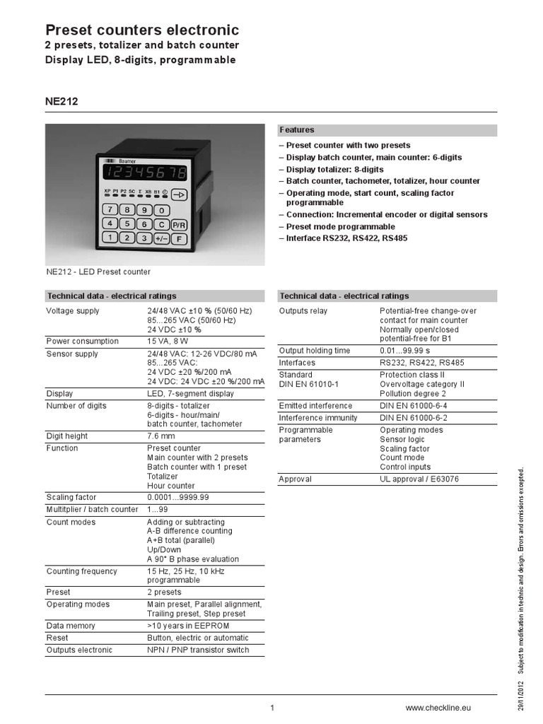 Preset Counters Electronic: 2 Presets, Totalizer and Batch Counter ...