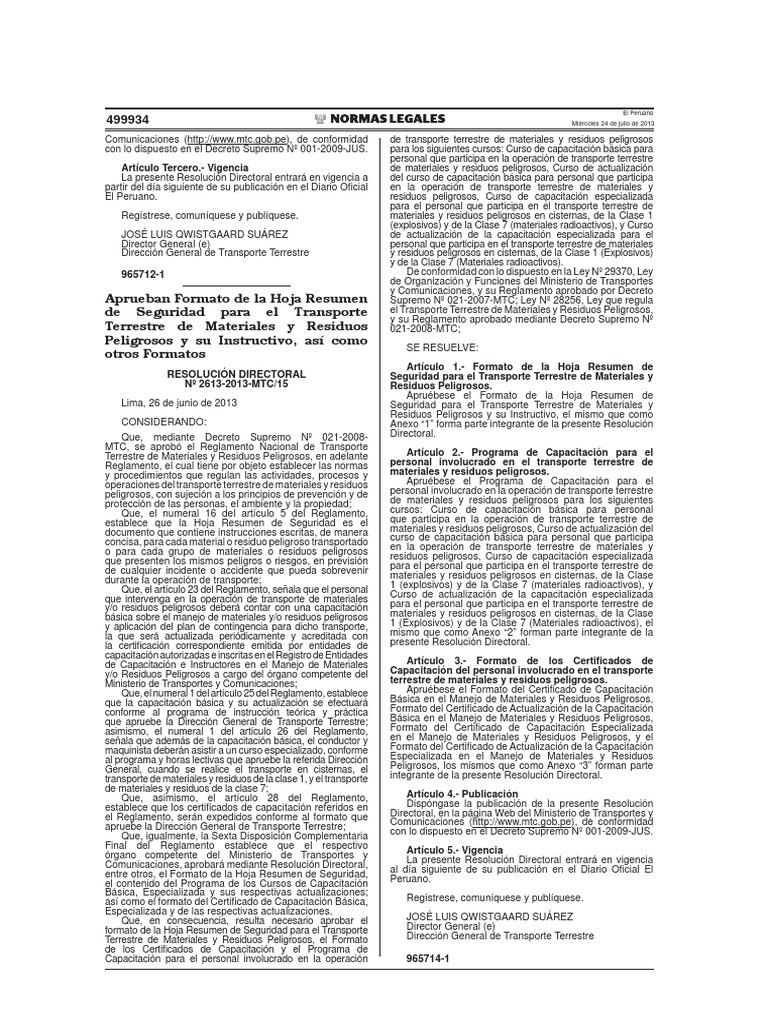 RD 2613 - 2013 - MTC - 15 | Descargar gratis PDF | Regulación | Residuos
