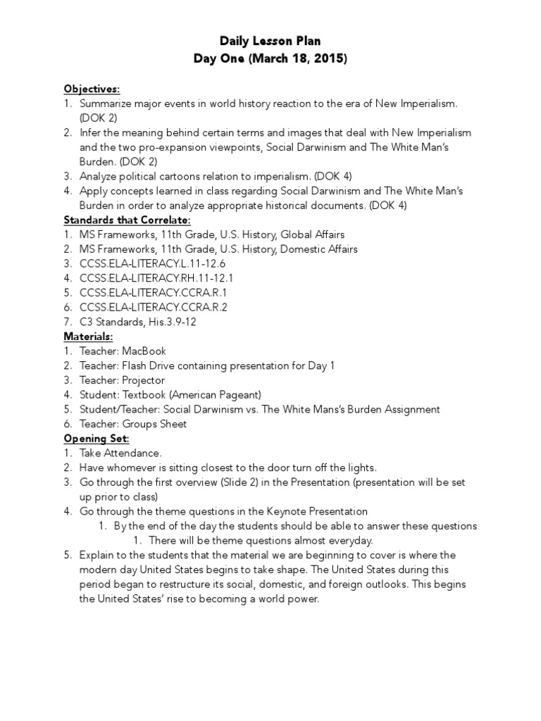 Lesson Plan Day 1 | PDF | Spanish Empire | Spain