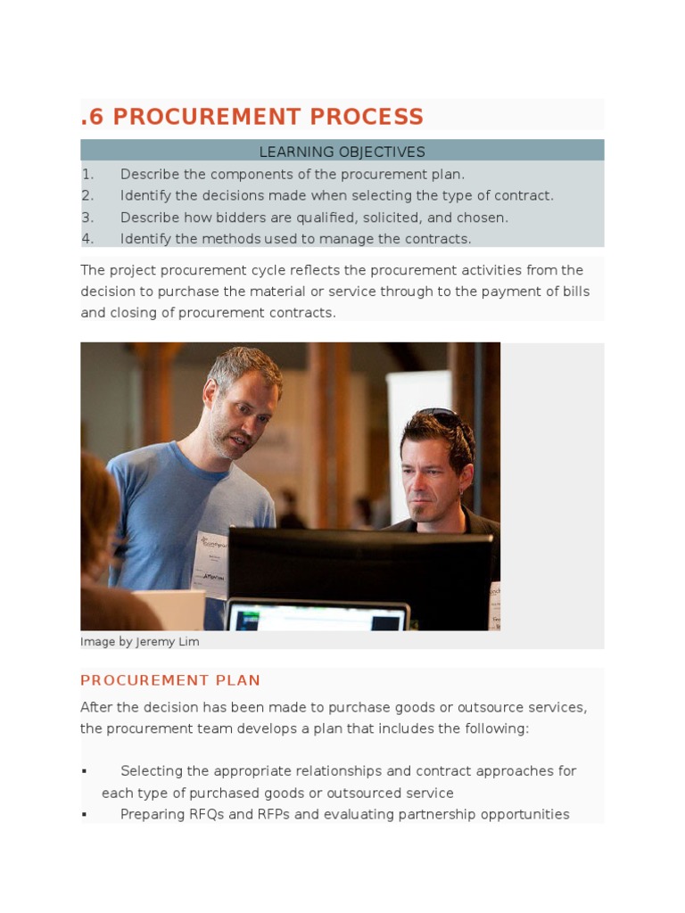 .6 Procurement Process: Learning Objectives | Download Free PDF ...