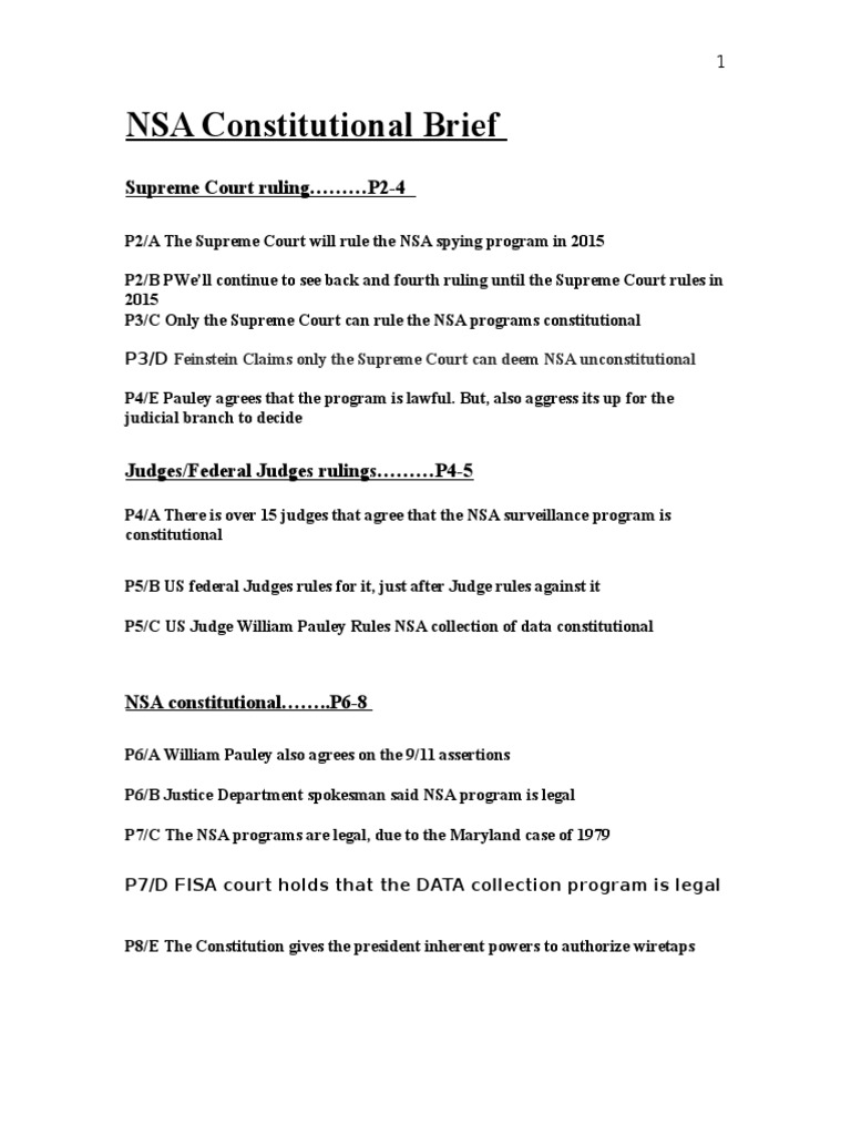 NSA Constitutional Brief | Download Free PDF | National Security Agency ...