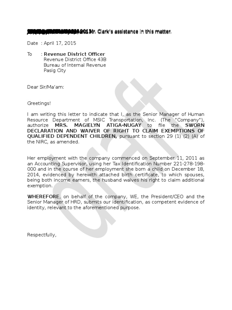 Bir Letter Waiver | PDF