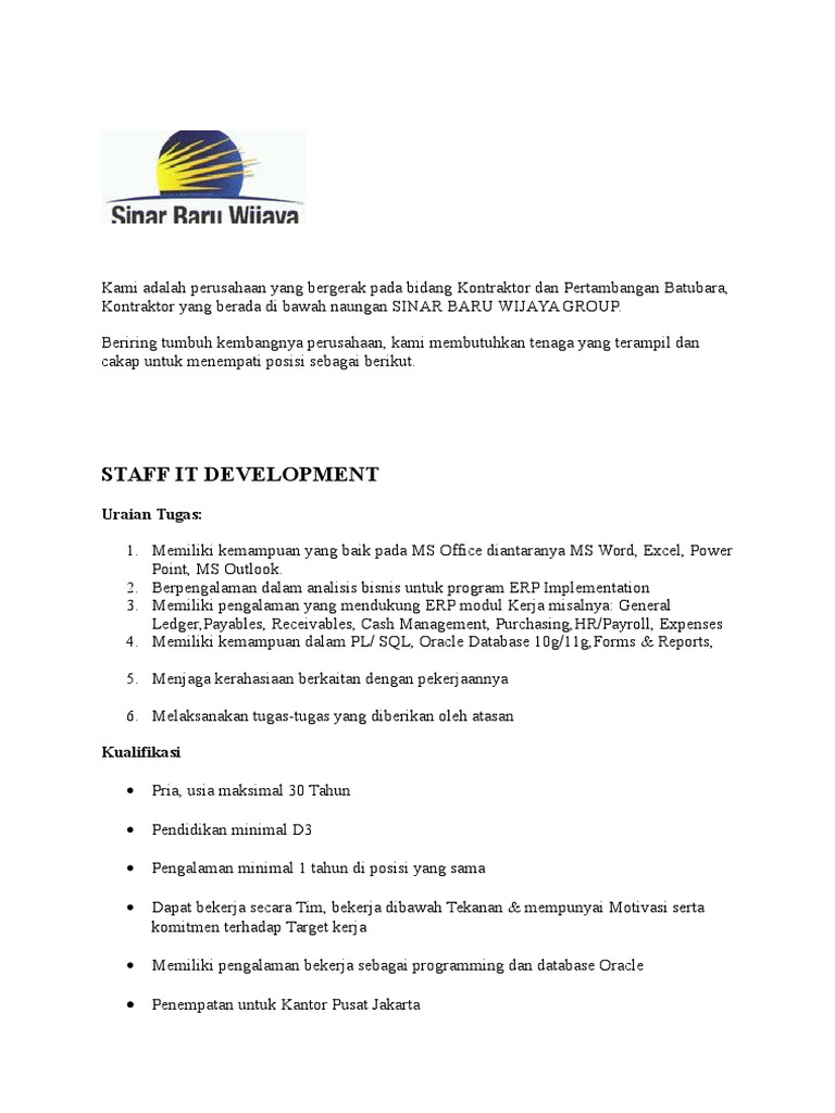 IT Development-Contoh Requirement | PDF | Karier & Perkembangan