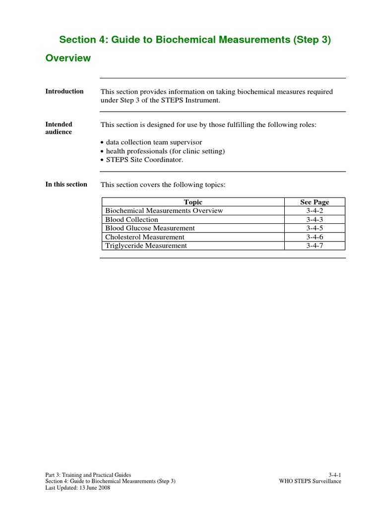 Biochemical Measurements Guide | PDF | Blood Sugar | High Density ...