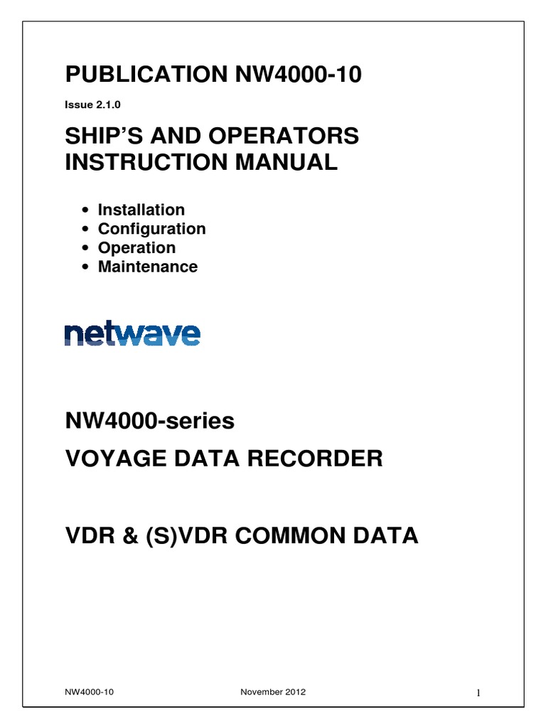 NW4000-10 VDR Ships and Operators Instruction Manual V 2.1.5 | PDF ...