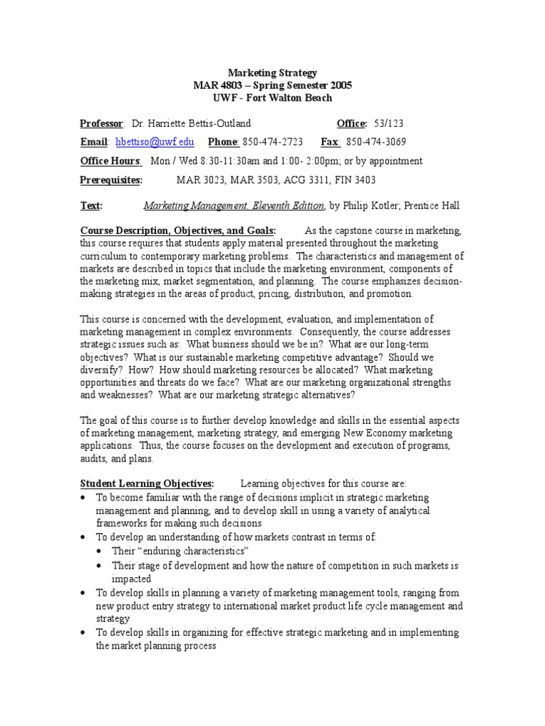 Marketing Strategy Course Overview | PDF | Test (Assessment ...