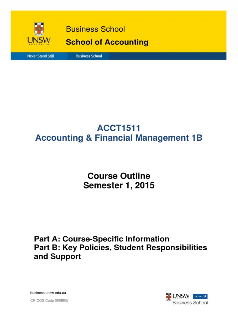 ACCT1511 Accounting and Financial Management 1B S12015 | PDF | Test ...