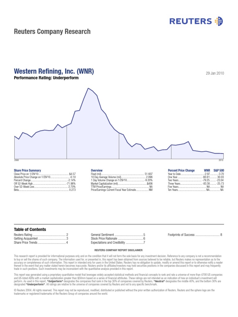 Reuters Company Research: Western Refining, Inc. (WNR) | PDF | Stocks ...
